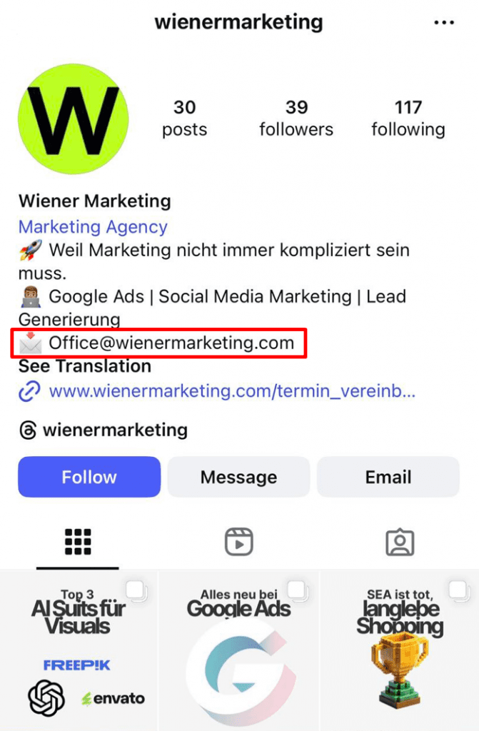 Cómo saber el email de una cuenta de Instagram