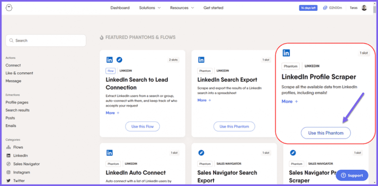 Snov.io - How to set up a Phantombuster integration