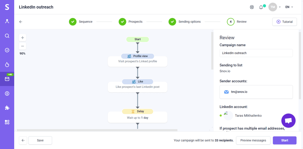 Snov.io - How to use LinkedIn Automation