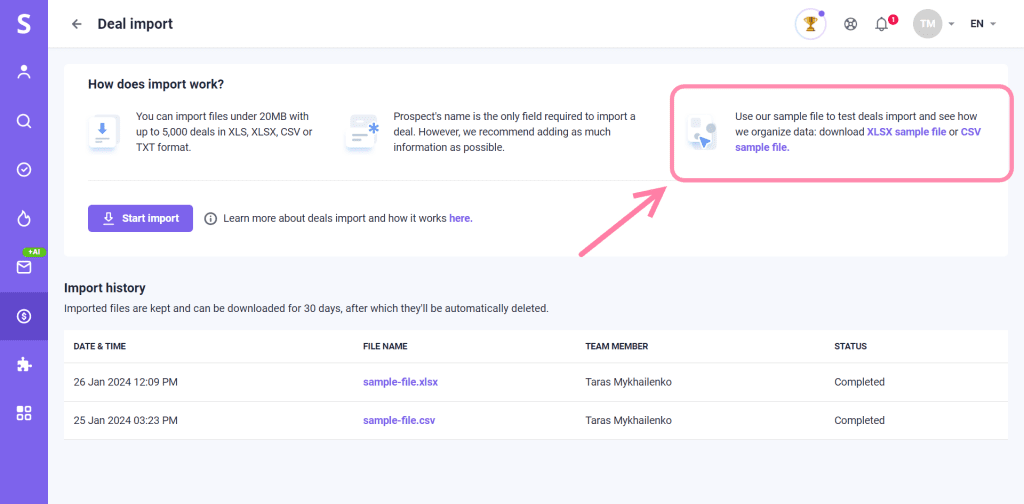 Snov.io - How to import deals and prospects to Snov.io CRM