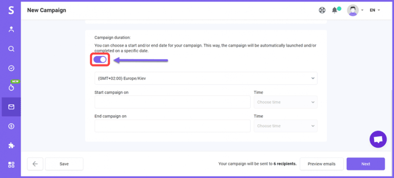 Snov.io - How to set an email campaign duration?