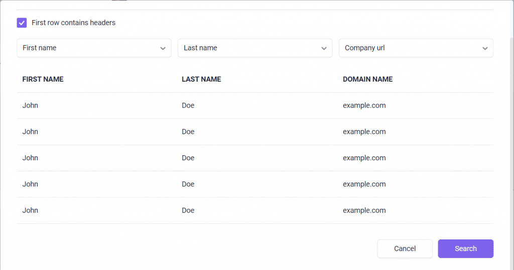Snov.io - How to find emails from a list of names and company domains