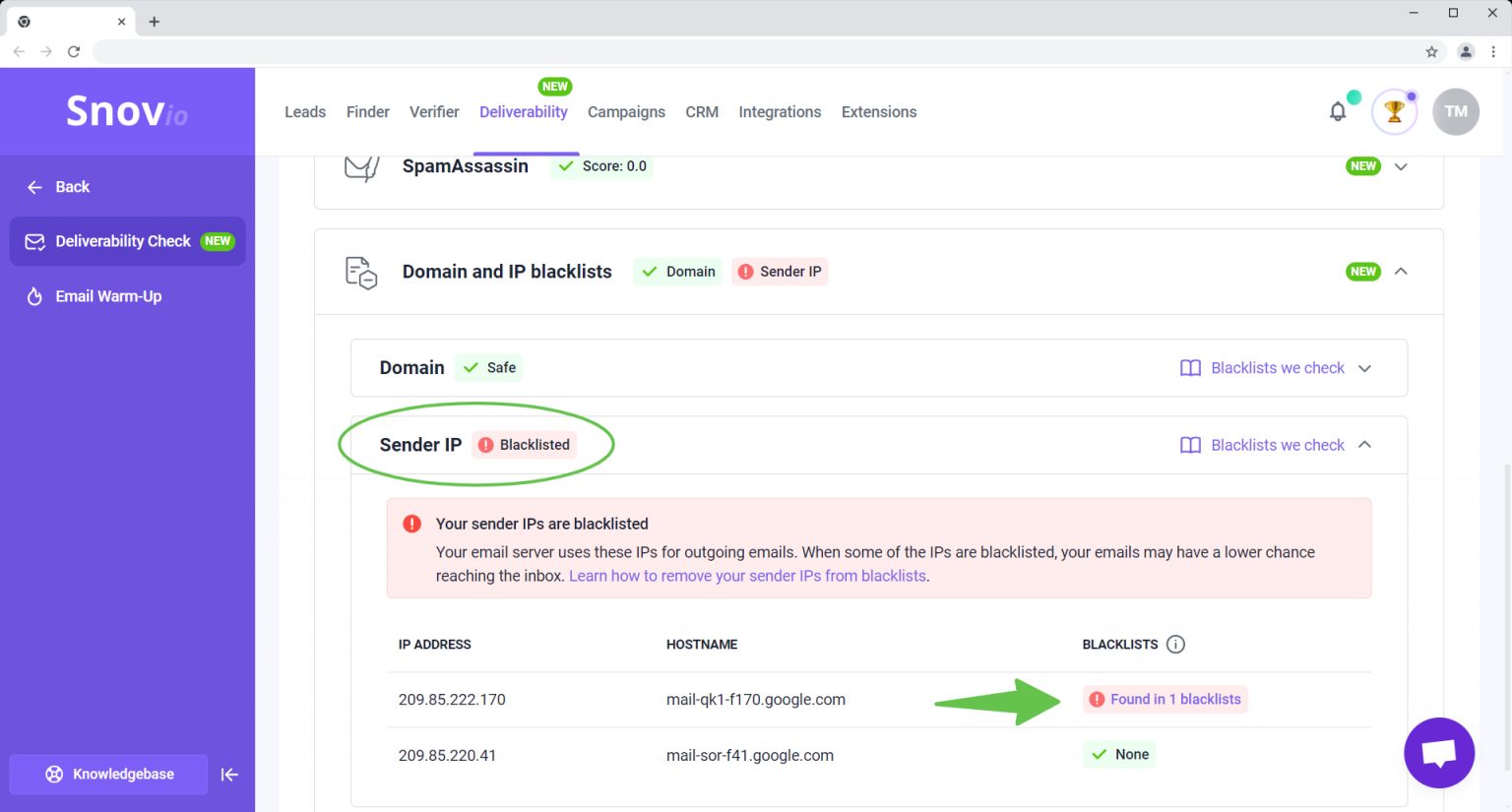 Snov.io - How to remove your domain or IP from blacklists