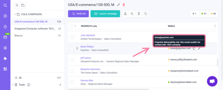 Snov.io - How to manage risky (yellow) emails