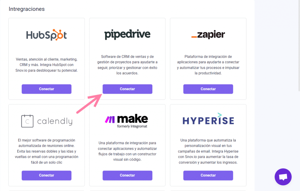 Snov.io - Cómo conectar la integración Snov.io x Pipedrive