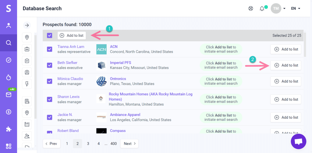 Snov.io - How to find prospects with Database Search