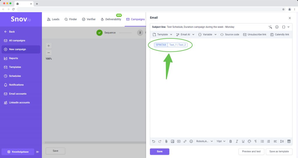 Snov.io - How to use Spintax variables for better email deliverability