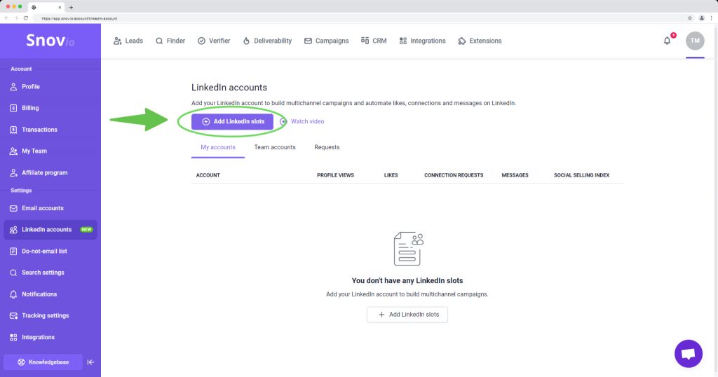 Snov.io - LinkedIn slots FAQ