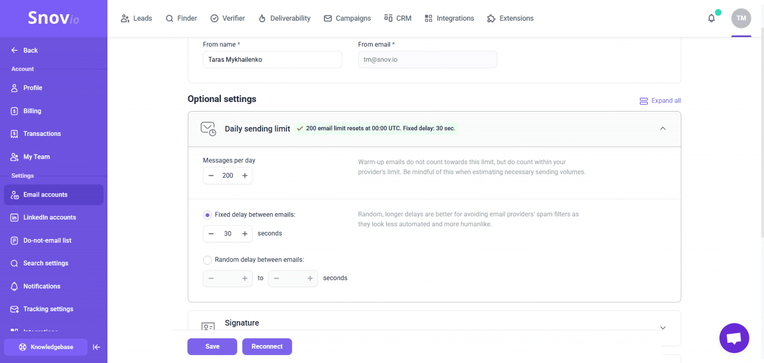 Snov.io - How to send emails through Snov.io