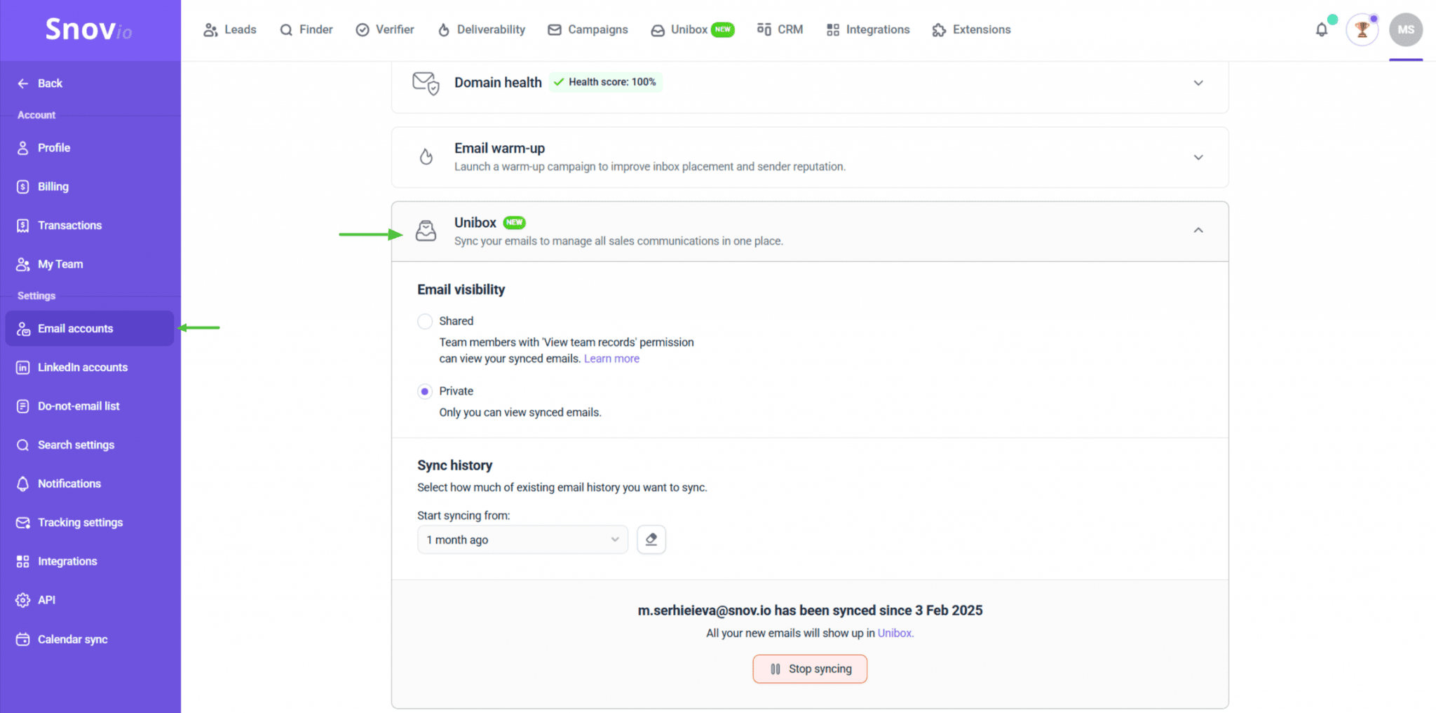 Snov.io - How to set up Unibox and sync your emails