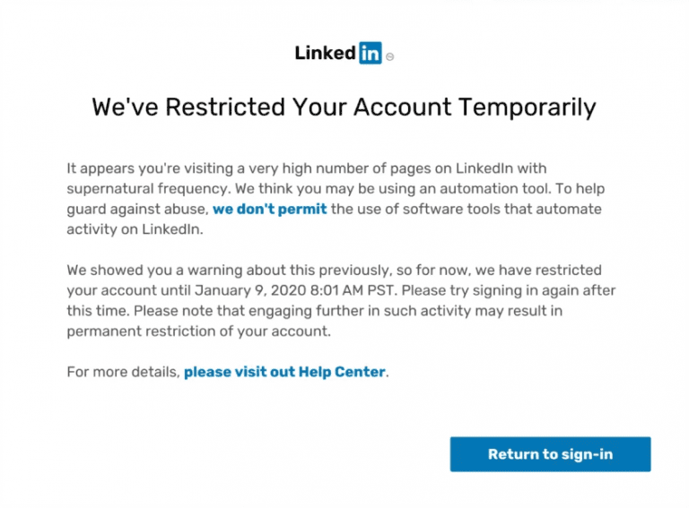 Snov.io - Why LinkedIn accounts get restricted or blocked