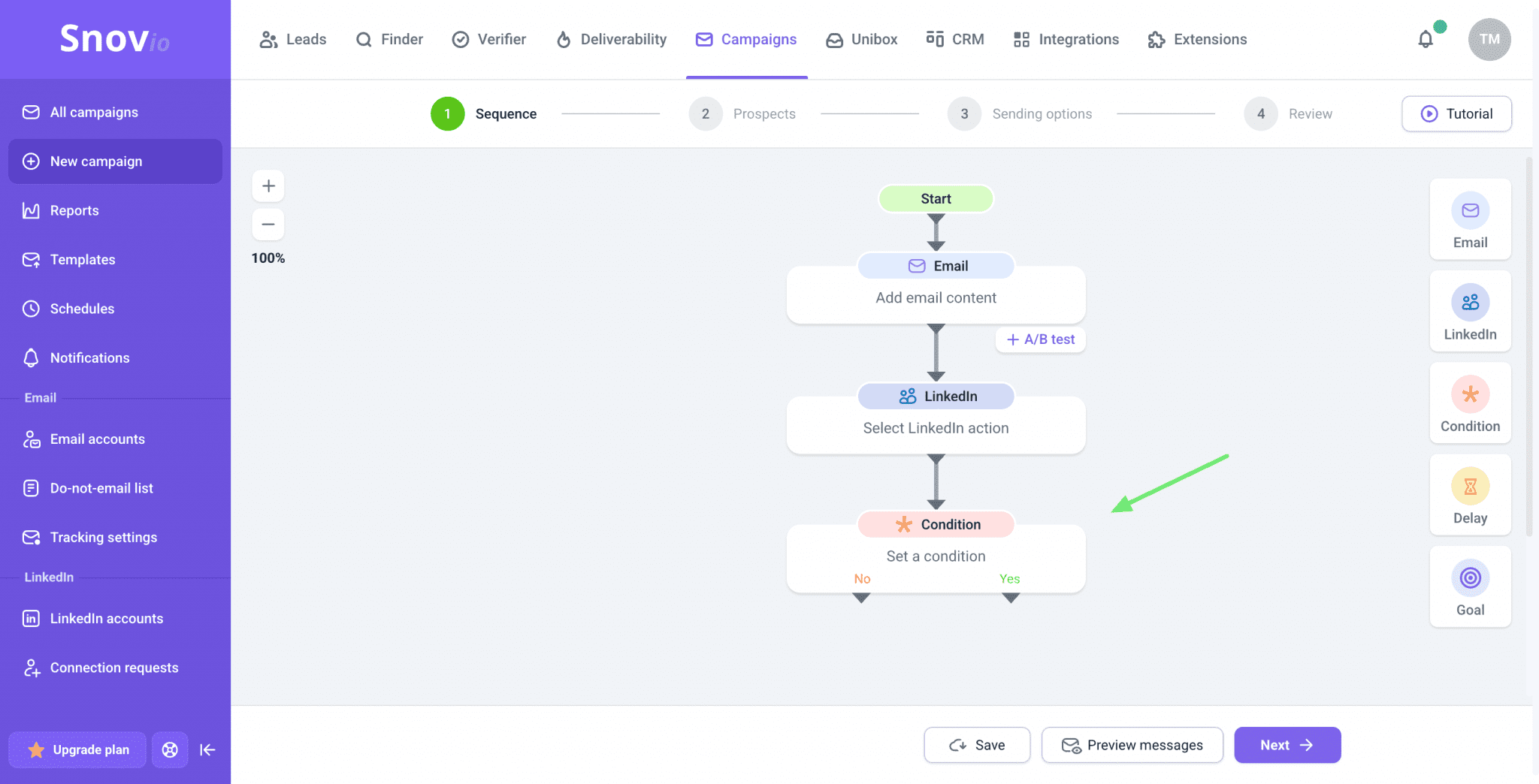 Snov.io - How to add conditions to your sequence