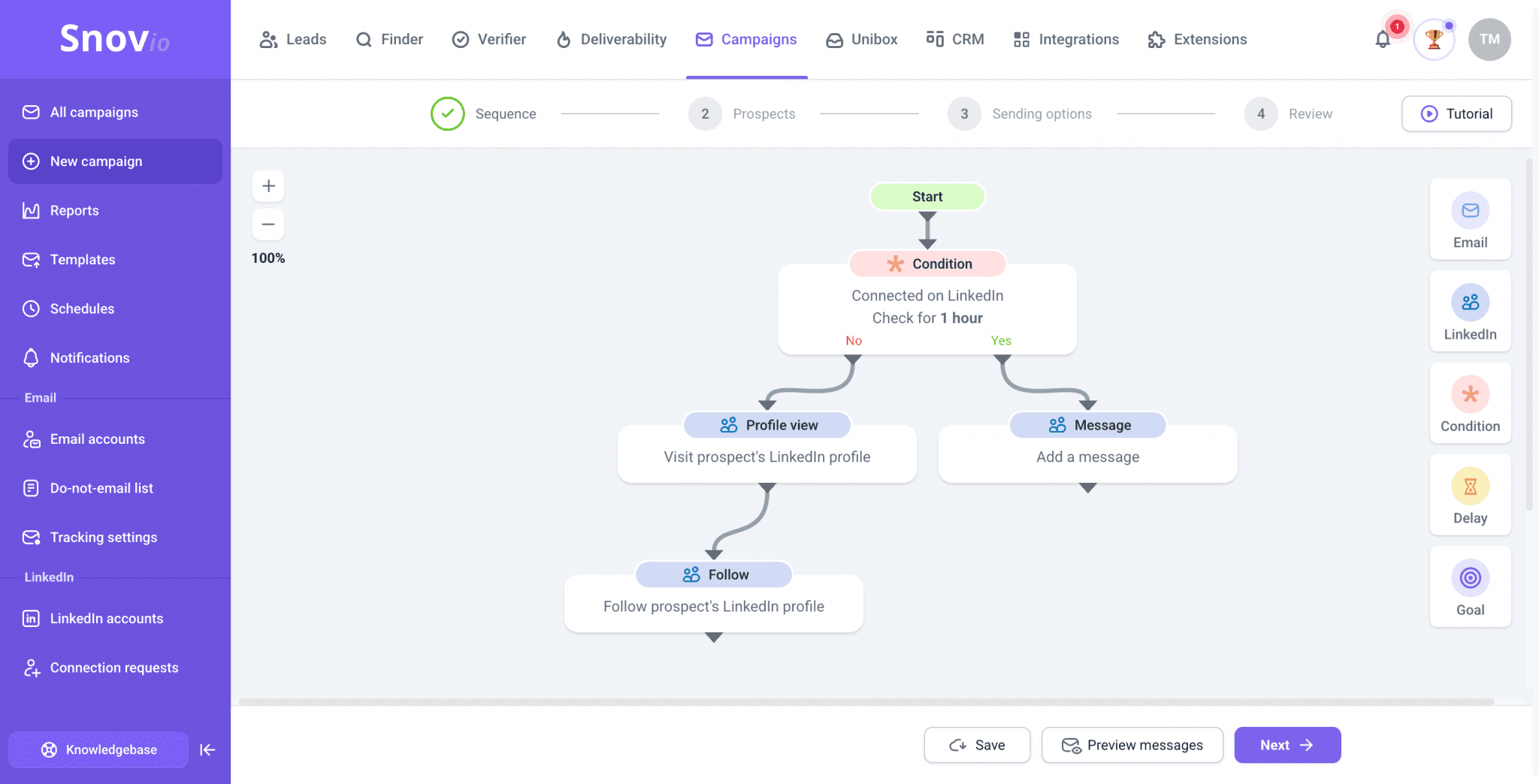 Snov.io - How to add conditions to your sequence
