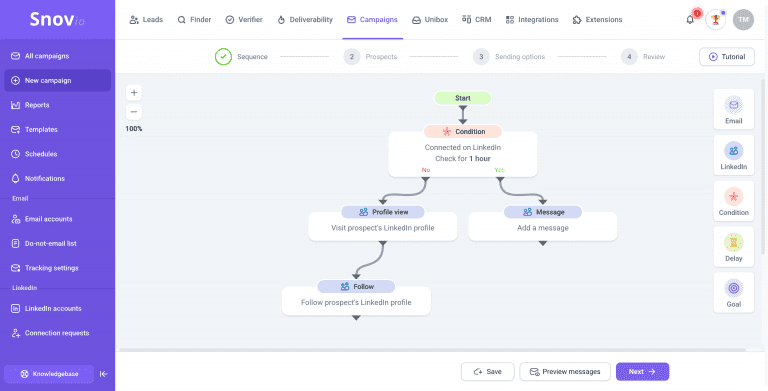 Snov.io - How to add conditions to your sequence