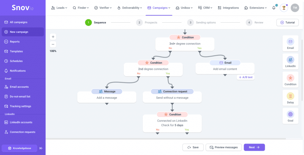 Snov.io - How to add conditions to your sequence