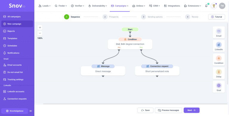 Snov.io - How to add conditions to your sequence